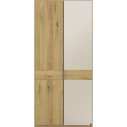 Kleiderschrank Musterring "Savona, Kleiderschrank, Schrank, Garderobe, teilmassiv Eiche", braun, B:100cm H:216cm, Schr&auml;nke, Kleiderschrank, T&uuml;ren in Bianco-Eiche massiv, Spiegel-/Glast&uuml;ren, verschiedene Gr&ouml;&szlig;en