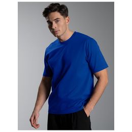 T-Shirt TRIGEMA "TRIGEMA T-Shirt aus 100% Baumwolle", Herren, Gr. L, blau (royal), Single Jersey, 100% Baumwolle, Basic, lang, Rundhals, Shirts T-Shirt