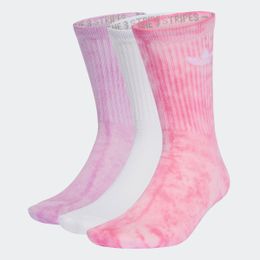 Sportsocken adidas originals "TIE DYE CREW, 3 PAAR", Herren, Gr. XL (46/48), wei&szlig; (bliss pink, bliss lila, wei&szlig;), Obermaterial: 50% Baumwolle, 46% Polyester, 3% Elasthan, 1% sonstige Fasern, Socken Sportsocken, f&uuml;r sportive Aktivit&auml;ten und Laufen, mit Batikf&auml;rbetechnik