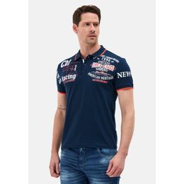 Cipo & Baxx Poloshirt CIPO & BAXX, Herren, Gr. 5XL, navyblau, Jersey, Obermaterial: 95% Baumwolle, 5% Elasthan, bedruckt, regular fit normal, Rundhals, B&uuml;ndchen kontrastfarben, Shirts Poloshirt, Topseller