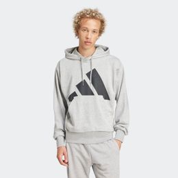 Kapuzensweatshirt adidas Sportswear "ESSENTIALS BIG LOGO FRENCH TERRY HOODIE", Herren, Gr. XXL, grau (medium grau heather, schwarz), Obermaterial: 55% Baumwolle, 36% Polyester, 9% Viskose, angesetztes B&uuml;ndchen, Sweatshirts Kapuzensweatshirt