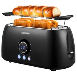 Steinborg 4 Scheiben XXL Toaster Digitales Display m. Br&ouml;tchenaufsatz