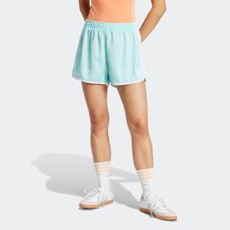 Shorts adidas originals "ADICOLOR 3-STREIFEN SPRINTER", Damen, Gr. S, N-Gr, blau (semi flash aqua, normal, gr.), Obermaterial: 97% Polyester, 3% Elasthan, Hosen Shorts, lockere Passform, mit Elasthan-Anteil, f&uuml;r vielseitige Aktivit&auml;ten