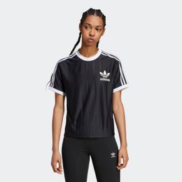 T-Shirt adidas originals "ADICOLOR 3-STREIFEN PINSTRIPE", Damen, Gr. L, schwarz, Obermaterial: 100% Polyester, Shirts T-Shirt