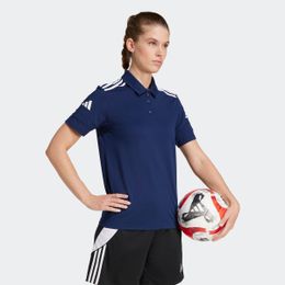 Poloshirt adidas Performance "SQUADRA25 COTTON", Damen, Gr. XL, blau (team navy blau 2, wei&szlig;), Obermaterial: 65% Polyester, 35% Baumwolle, Shirts Poloshirt, sportlicher Stil, mit Druckknopfverschluss