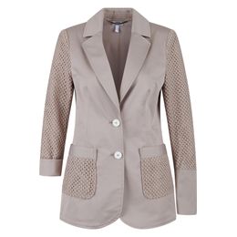 Jackenblazer Sportalm KITZB&Uuml;HEL, Damen, Gr. 44, beige, Web, Obermaterial: 97% Baumwolle, 3% Elasthan, clean, unifarben, regular fit h&uuml;ftlang, V-Ausschnitt, eingesetzt angesetztes B&uuml;ndchen, Blazer Jackenblazer, mit Netzeins&auml;tzen