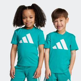 T-Shirt adidas Sportswear "ESSENTIALS KIDS", Jungen, Gr. 104, pure teal, wei&szlig;, Obermaterial: 100% Baumwolle, normal, Rundhals, Shirts T-Shirt, sportlicher Stil, Kurzarm, aus Baumwolle