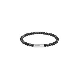 Armband BOSS "SPHERE BEADS", edelstahlfarben, schwarz, schwarz, Armb&auml;nder, Damen, 19cm, Edelstahl, Armband, mit Onyx oder H&auml;matit