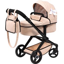 Kombi-Puppenwagen BAYER "Xeo", schleife beige, Puppenwagen, KinderB:37cm H:73cm T:68cm, Kunststoff, Metall, Stoff, Kombi-Puppenwagen, B:37cm H:73cm T:68cm