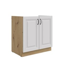K&uuml;chen-Preisbombe Sp&uuml;lenschrank 80 cm Stilo Weiss + Eiche Artisan K&uuml;chenzeile K&uuml;chenblock K&uuml;che