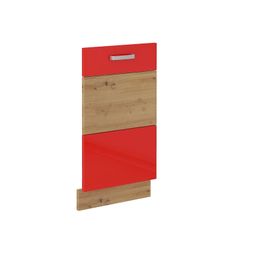 K&uuml;chen-Preisbombe Frontblende f&uuml;r vollintegrierten Geschirrsp&uuml;ler 45 Eiche Artisan Rot Hochglanz