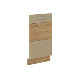 K&uuml;chen-Preisbombe Frontblende vollintegrierten Geschirrsp&uuml;ler 45 Eiche Artisan + Cappuccino Glanz