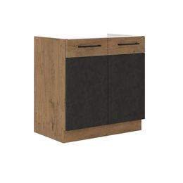 K&uuml;chen-Preisbombe Vigo Sp&uuml;lenschrank 80cm Eiche Lancelot Matera Grau K&uuml;chenzeile K&uuml;chenblock K&uuml;che