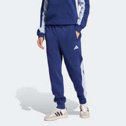 Sporthose adidas Sportswear "SEASONAL ESSENTIALS COLORBLOCK", Herren, Gr. M, N-Gr, blau (dunkelblau, normal, gr.), Obermaterial: 55% Baumwolle, 36% Polyester, 9% Viskose, Hosen Sporthose, mit Retro Style, kontrastierendes Design, gummiertes Logo