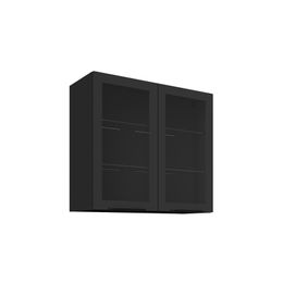 K&uuml;chen-Preisbombe K&uuml;chen Glash&auml;ngeschrank 80 cm SIENA Schwarz K&uuml;che K&uuml;chenzeile K&uuml;chenblock