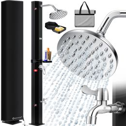 Kesser&reg; Solardusche 40- 60 Liter Solar Gartendusche warmes Wasser max. 60&deg;C Inkl. Metall-Duschablage & Schutzhaube Pooldusche Camping Regenduschkopf und Wasserhahn Gartenschlauch-Anschluss