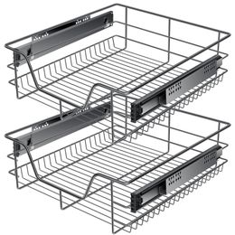 Kesser&reg; Teleskopschublade 30-60cm Schrankbreite verchromt aus Edelstahl Schubladeneinsatz f&uuml;r K&uuml;chenschrank Korbauszug Schrankauszug