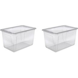 Aufbewahrungsbox keeeper "bea", transparent, B:39cm H:35cm, Kunststoff, Aufbewahrungsboxen, Aufbewahrungsbox, 2 x 52 L, mit Air Control-System