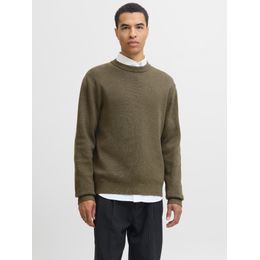 Jack & Jones Rundhalspullover JACK & JONES "JPRBLAMILANO STITCH KNIT CREW NECK SN", Herren, Gr. S, beige (stone gray detail:melange), Strick, Obermaterial: 100% Baumwolle, meliert, relaxed fit normal, Rundhals, B&uuml;ndchen, Pullover Rundhalspullover, Baumwolle, relaxed fit