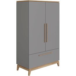 Kleiderschrank Paidi "STIENE in Beige oder Grau, 2 T&uuml;ren und 1 Schublade mit Soft-Close", schiefergrau, eiche massiv, B:123cm H:200cm T:57cm, Holzwerkstoff, Massivholz, Schr&auml;nke, Kleiderschrank, inkl Kleiderstange + Einlegeb&ouml;den, Kleiderschrank mit Eiche Massivholz