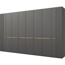 Kleiderschrank Musterring "Isabelle", grau (graphit, dekor), B:393,1cm H:216cm T:58cm, Hartfaserplatte, Holzwerkstoff, Schr&auml;nke, Kleiderschrank, Lamellen in Korpusfarbe, Griffe in schwarz, versch. Gr&ouml;&szlig;en und Farben