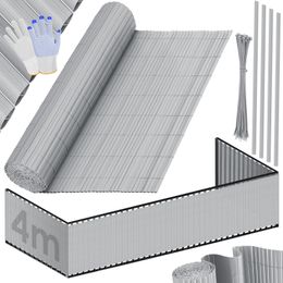 Kesser&reg; PVC Sichtschutzmatte Sichtschutzzaun Balkonverkleidung Windschutz verst&auml;rkte Lamellen f&uuml;r Garten Balkon & Terrasse Balkonumrandung inkl Kabelbindern, Abdeckung & Handschuhe
