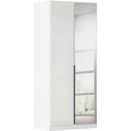 Dreht&uuml;renschrank OTTO HOME "Kleiderschrank Kleiderschr&auml;nke Schrank Garderobe AGORDO mit Glasfront", wei&szlig; (alpinwei&szlig;, glas kristallwei&szlig;), B:91cm H:229cm T:54cm, Holzwerkstoff, Schr&auml;nke, Dreht&uuml;renschrank, durchdachte Innenausstattung, in 8 Breiten und 2 H&ouml;hen MADE IN GERMANY