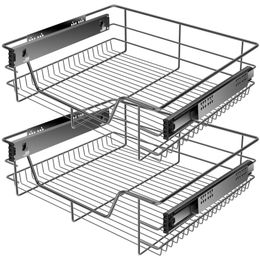 Kesser&reg; Teleskopschublade 30-60cm Schrankbreite verchromt aus Edelstahl Schubladeneinsatz f&uuml;r K&uuml;chenschrank Korbauszug Schrankauszug