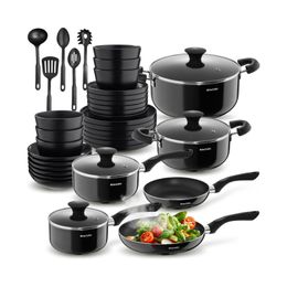 TecTake&reg; K&uuml;chenstarterset, Geschirrset aus Steingut, mit Glasur, hitzebest&auml;ndig und kratzfest, inklusive 5 K&uuml;chenwerkzeugen