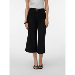 V&eacute;ro Moda Anzughose VERO MODA "VMELMA HW WIDE CULOTTE BELT PANT NOOS", Damen, Gr. L, L&auml;nge 34, schwarz, Web, Obermaterial: 95% Polyester, 5% Elasthan, unifarben, 7/8-L&auml;nge, Hosen Anzughose
