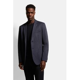 Sakko Bugatti, Herren, Gr. 52, blau (marine), 64% Polyester, 20% Baumwolle, 14% Viskose, 2% Elasthan, unifarben, normal, Manschette, Sakkos Sakko, mit gro&szlig;en aufgesetzten Taschen