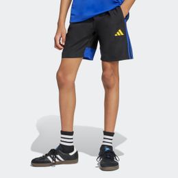 Trainingsshorts adidas Performance "TIRO 25 ESSENTIALS WOVEN KIDS", Damen, Gr. 164, N-Gr, gelb (schwarz, semi lucid blau, crew gelb,), Obermaterial: 100% Polyester, Hosen Trainingsshorts
