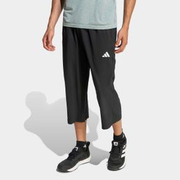 Sporthose adidas Performance "WORKOUT ESSENTIALS FLEX WOVEN 3/4", Herren, Gr. M, N-Gr, schwarz, normal, gr., Obermaterial: 87% Polyester, 13% Elasthan, 3/4-L&auml;nge, Hosen Sporthose