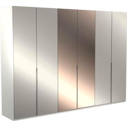 Kleiderschrank Musterring "San Diego, Kleiderschrank, Schrank, Garderobe, mit Spiegel", wei&szlig;, B:300cm H:216cm T:58cm, Glas, Holzwerkstoff, Schr&auml;nke, Kleiderschrank, 6-t&uuml;rig (ged&auml;mpft), 6 B&ouml;den, 3 Kleiderstange, Chromgriffe