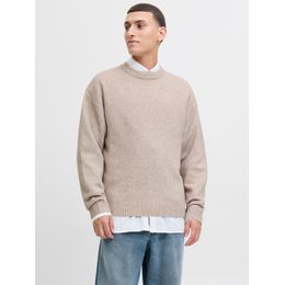 Jack & Jones Rundhalspullover JACK & JONES "JJESOHO OLLIE KNIT CREW NECK SN", Herren, Gr. XS, atmosphere, Strick, Obermaterial: 51% Polyester, 41% Polyacryl, 5% Wolle, 3% Elasthan, unifarben, relaxed fit normal, Rundhals, Strickb&uuml;ndchen, Pullover Rundhalspullover, Materialmix, relaxed fit