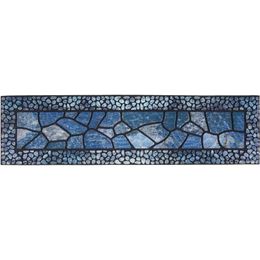 Stufenmatte ANDIAMO "Outdoor, 2er Set", blau, B:24cm H:6mm L:90cm, Obermaterial: 100% Gummi, Teppiche, Stufenmatte, Outdoor-Stufenmatten, Stein Motiv, Gartenbereich, Au&szlig;enbereich