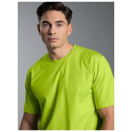 T-Shirt TRIGEMA "TRIGEMA T-Shirt DELUXE Baumwolle", Herren, Gr. M, gelb (lemon), Single Jersey, 100% Baumwolle, Basic, lang, Rundhals, Shirts T-Shirt