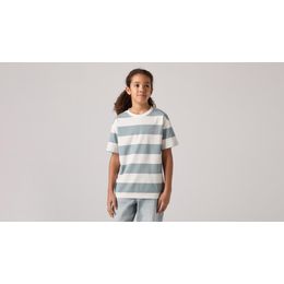 T-Shirt LEVI'S KIDS "LVB BIG STRIPE TEE", Jungen, Gr. 12 (152), lead, Jersey, Obermaterial: 60% Baumwolle, 40% Polyester, bestickt, gestreift, normal h&uuml;ftbedeckend, Rundhals, Shirts T-Shirt, for Boys, gestreift