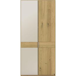 Kleiderschrank Musterring "Savona, Kleiderschrank, Schrank, Garderobe, teilmassiv Eiche", braun, B:100cm H:216cm, Schr&auml;nke, Kleiderschrank, T&uuml;ren in Bianco-Eiche massiv, Spiegel-/Glast&uuml;ren, verschiedene Gr&ouml;&szlig;en