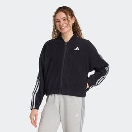 Kapuzensweatshirt adidas Sportswear "CITY TECH HIGH PILE FLEECE- MIT DURCHGEHENDEM REISSVERSCHLUSS", Damen, Gr. XL, schwarz (schwarz, silber metallic), Obermaterial: 100% Polyester, angesetztes B&uuml;ndchen, Sweatshirts Kapuzensweatshirt