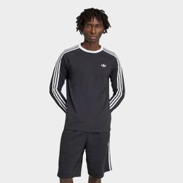 Langarmshirt adidas originals "3-STREIFEN LONGSLEEVE", Herren, Gr. M, schwarz, Obermaterial: 100% Baumwolle, Rundhals, Shirts Langarmshirt
