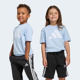 T-Shirt adidas Sportswear "ESSENTIALS KIDS", Jungen, Gr. 104, glow blau, wei&szlig;, Obermaterial: 100% Baumwolle, normal, Rundhals, Shirts T-Shirt, sportlicher Stil, Kurzarm, aus Baumwolle