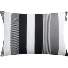 Dekokissen Musterring "Stripe" Gr. 1, schwarz-wei&szlig; (anthrazit, grau, hellgrau, gestreift), B:40cm L:60cm, Baumwolle, Polyester, Dekokissen_Sitzkissen_Kissenh&uuml;llen, Dekokissen