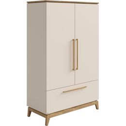 Kleiderschrank Paidi "STIENE in Beige oder Grau, 2 T&uuml;ren und 1 Schublade mit Soft-Close", cashmere, beige, eiche massiv, B:123cm H:200cm T:57cm, Holzwerkstoff, Massivholz, Schr&auml;nke, Kleiderschrank, inkl Kleiderstange + Einlegeb&ouml;den, Kleiderschrank mit Eiche Massivholz