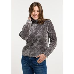 Rollkragenpullover Ragwear "JANNA SHORT", Damen, Gr. L, grau (stone grau), Strick, Obermaterial: 100% Polyester, unifarben, h&uuml;ftlang, Rundhals, Rippstrickb&uuml;ndchen, Pullover Rollkragenpullover