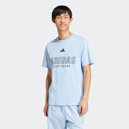 T-Shirt adidas Sportswear "HOUSE OF TIRO LINEAR GRAPHIC", Herren, Gr. M, blau (glow blau), Obermaterial: 100% Baumwolle, Shirts T-Shirt