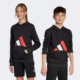 Kapuzensweatshirt adidas Sportswear "ESSENTIALS KIDS HOODIE", Damen, Gr. 164, wei&szlig; (schwarz, pure ruby, wei&szlig;), Obermaterial: 55% Baumwolle, 36% Polyester, 9% Viskose, normal, Rundhals, angesetztes B&uuml;ndchen, Sweatshirts Kapuzensweatshirt