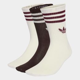 Sportsocken adidas originals "3-STREIFEN CREW 3ER-PACK", Herren, Gr. L, sanftes wei&szlig;, aurora coffee, sanftes wei&szlig;, Obermaterial: 49% Baumwolle, 48% Polyester, 2% Elasthan, 1% Polyamid, Socken Sportsocken, f&uuml;r Laufen, kn&ouml;chellang, mit 3-Streifen und Trefoil Logo