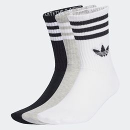 Sportsocken adidas originals "3-STREIFEN CREW 3ER-PACK", Herren, Gr. XL (46/48), schwarz-wei&szlig; (wei&szlig;, medium grau heather, schwarz), Obermaterial: 49% Baumwolle, 48% Polyester, 2% Elasthan, 1% sonstige Fasern, Socken Sportsocken, f&uuml;r Laufen, kn&ouml;chellang, mit 3-Streifen und Trefoil Logo