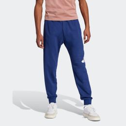 Sporthose adidas Sportswear "ESSENTIALS BIG LOGO FRENCH TERRY", Herren, Gr. M, N-Gr, blau (dunkelblau, wei&szlig;, normal, gr.), Obermaterial: 55% Baumwolle, 36% Polyester, 9% Viskose, Hosen Sporthose